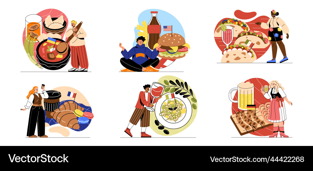 Set of national cuisines different countries Vector Image