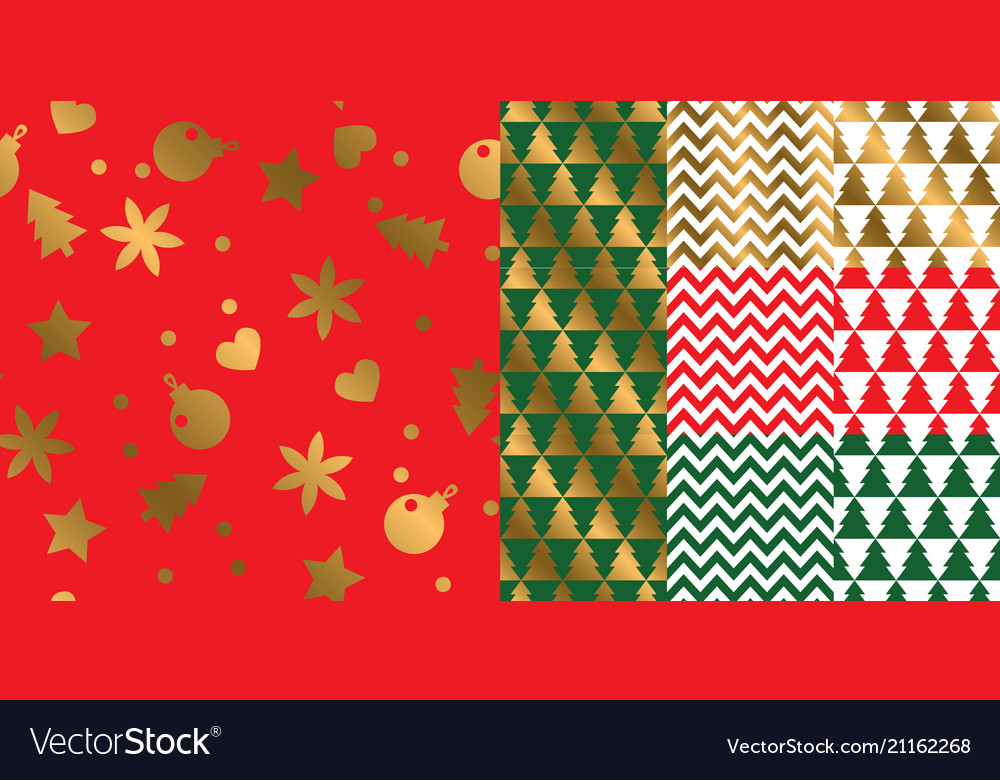 Simple geometric xmas repeatable pattern set Vector Image