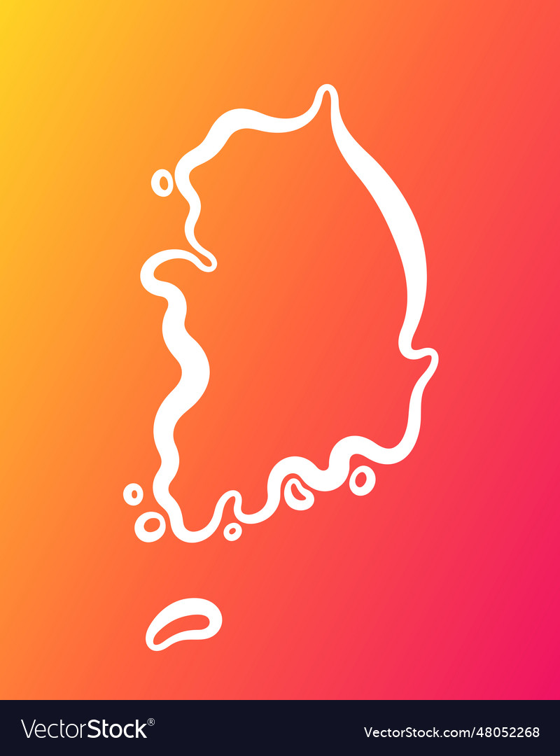 South korea - outline map on gradient background Vector Image