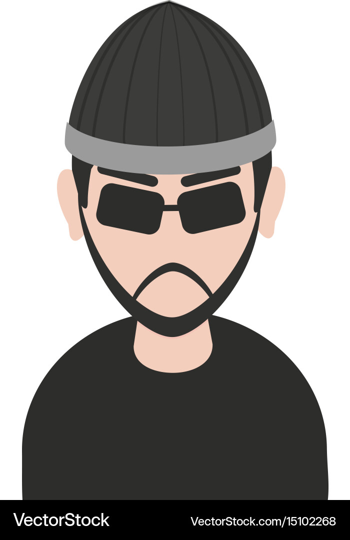 Suspicious looking man with sunglasses criminal Vector Image