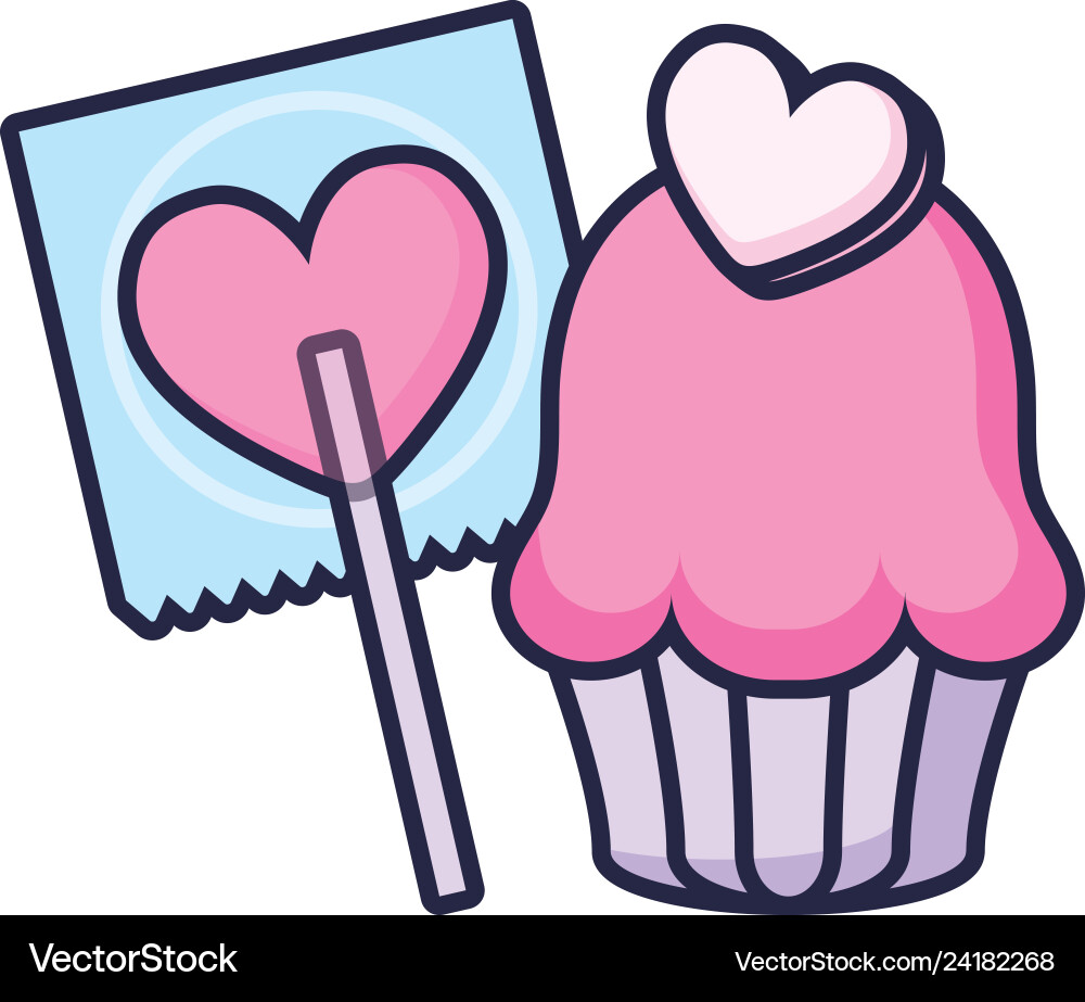 Sweet cupcake with heart Royalty Free Vector Image