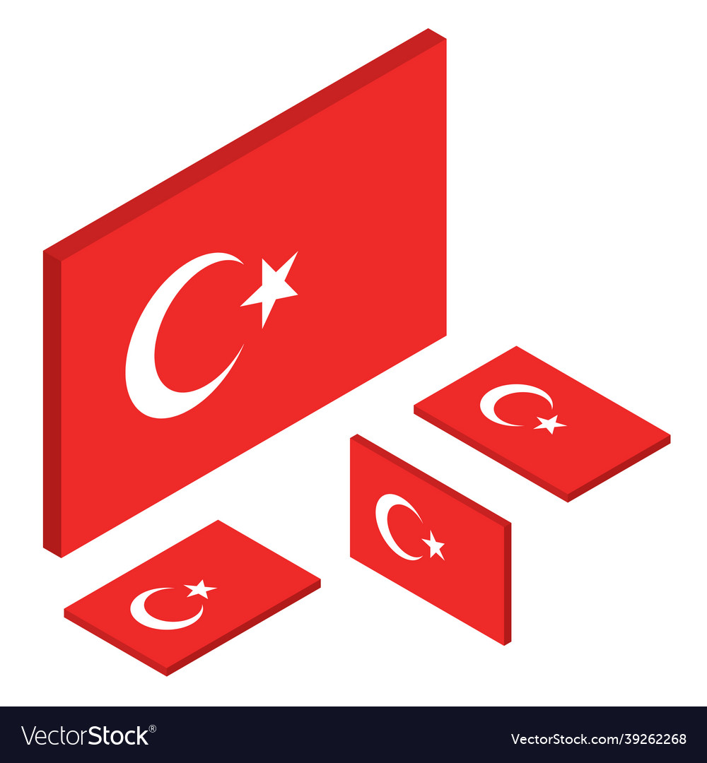 Turkey flag turkish isometric 3d Royalty Free Vector Image