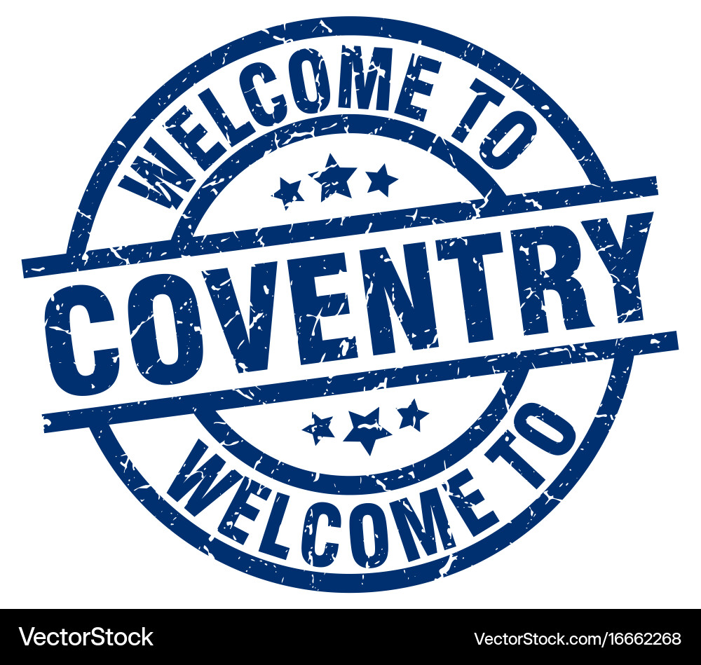 Welcome to coventry blue stamp Royalty Free Vector Image