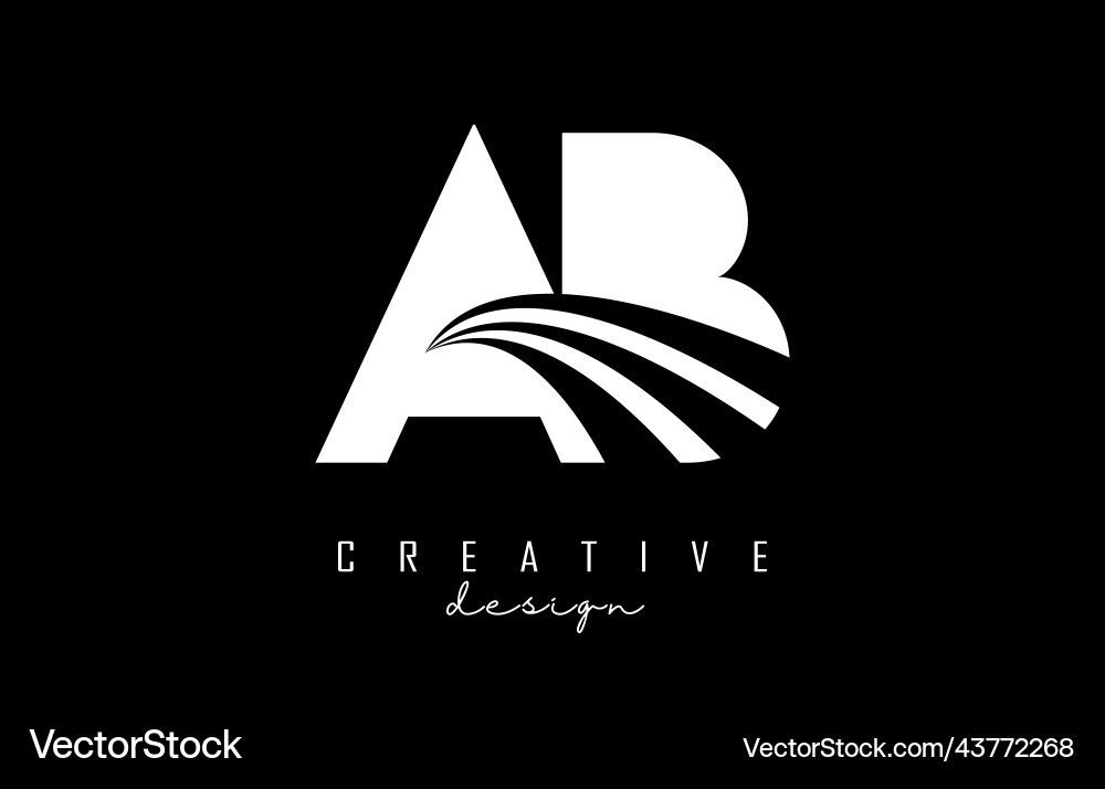 White letters ab a b logo with leading lines Vector Image