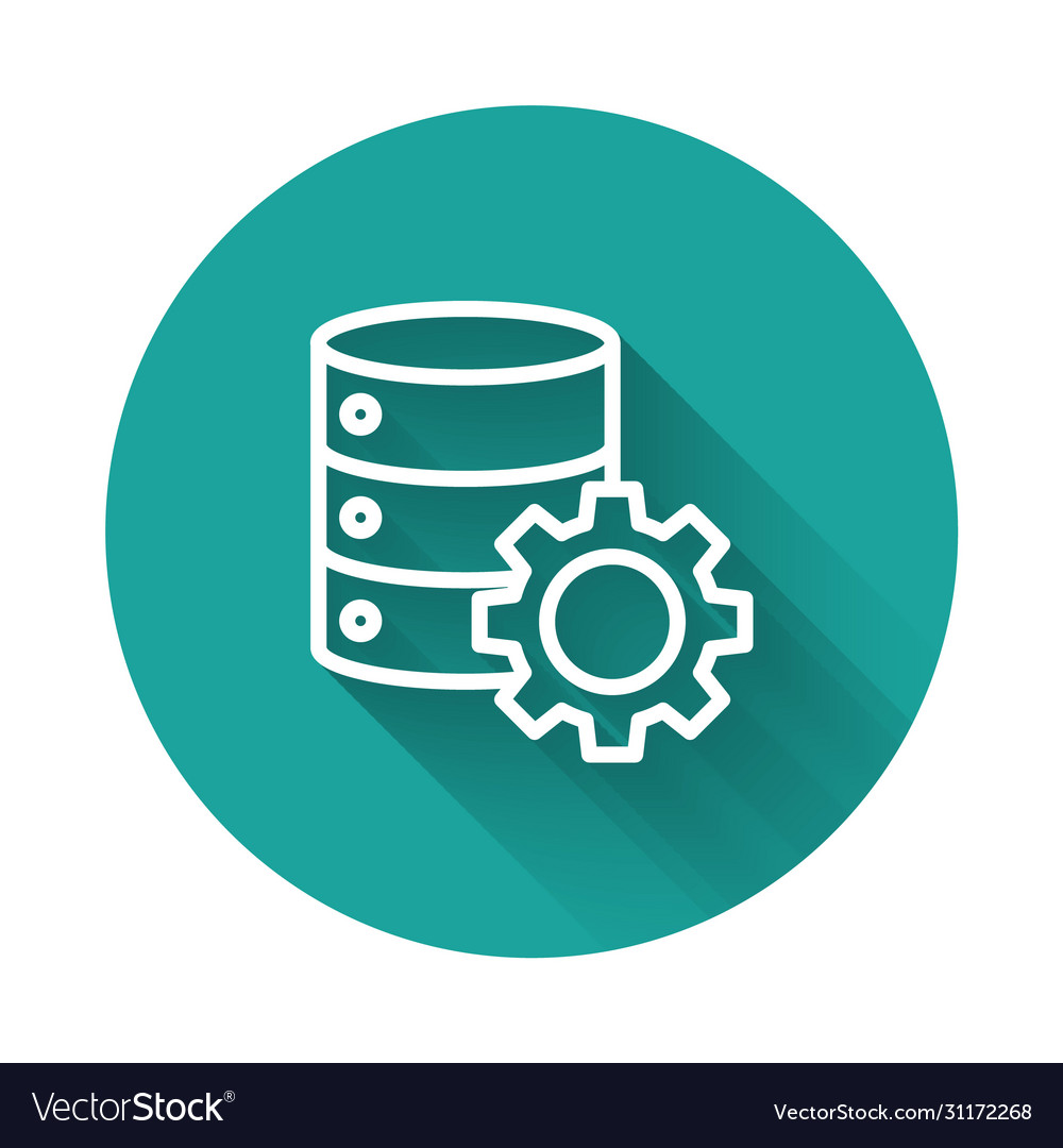 White line server and gear icon isolated with long