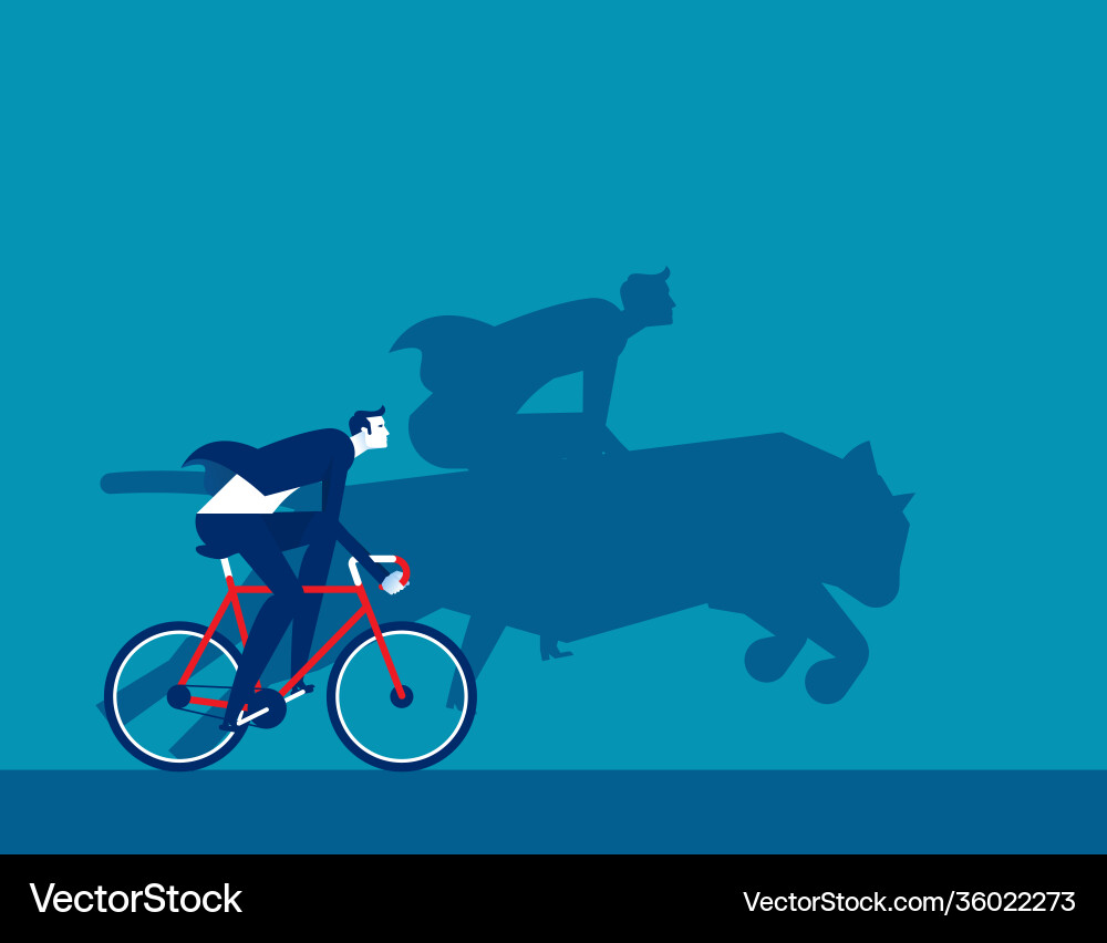 A cyclist and silhouette riding tiger powerful Vector Image