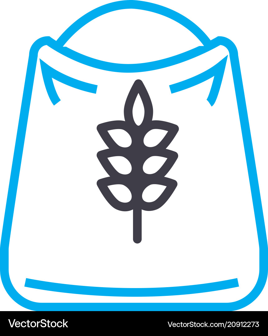 Bag flour linear icon concept bag flour Royalty Free Vector