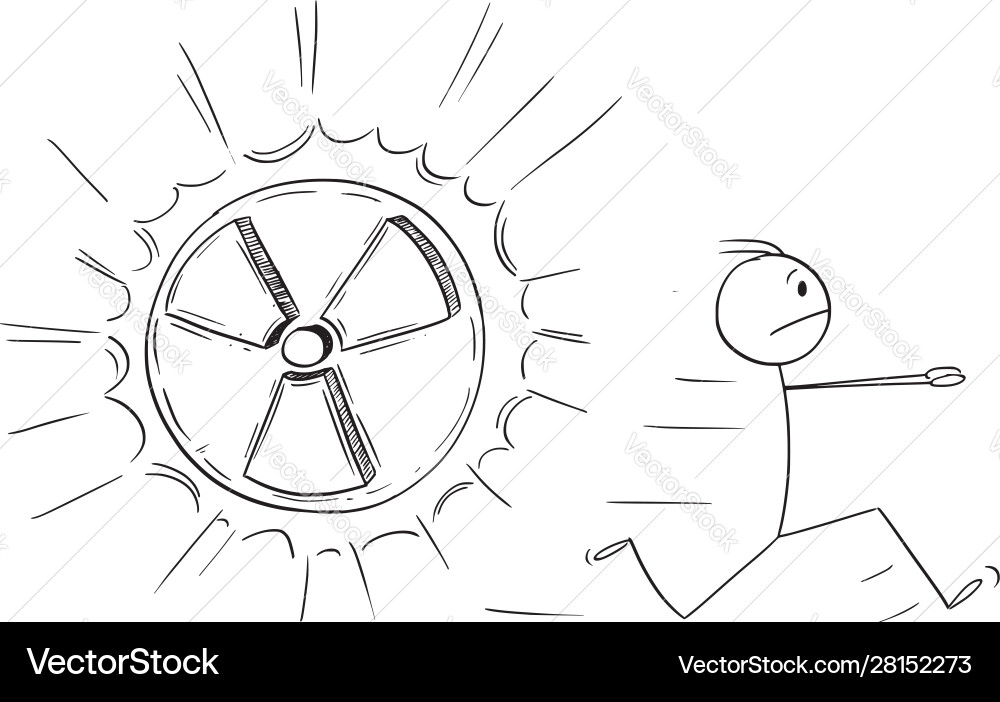 Cartoon man running away in panic from nuclear Vector Image