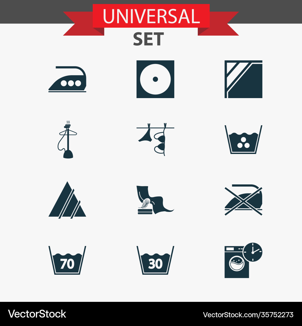 Clothes icons set with non-chlorine bleach Vector Image