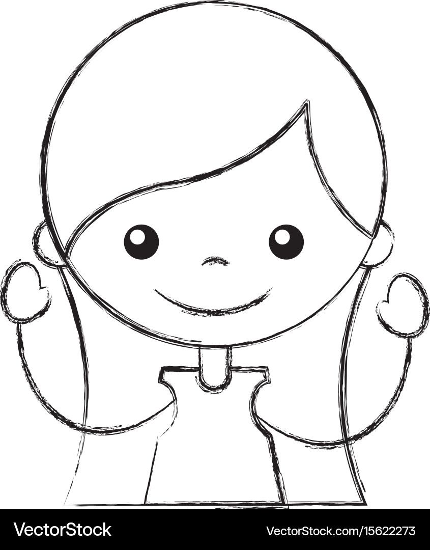 Cute girl character icon Royalty Free Vector Image