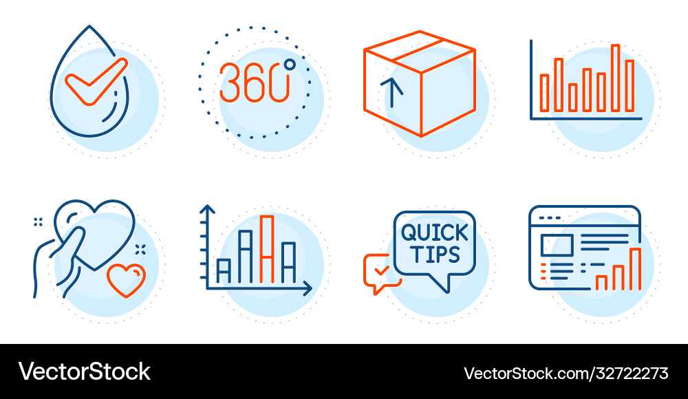 Diagram graph quick tips and 360 degrees icons Vector Image