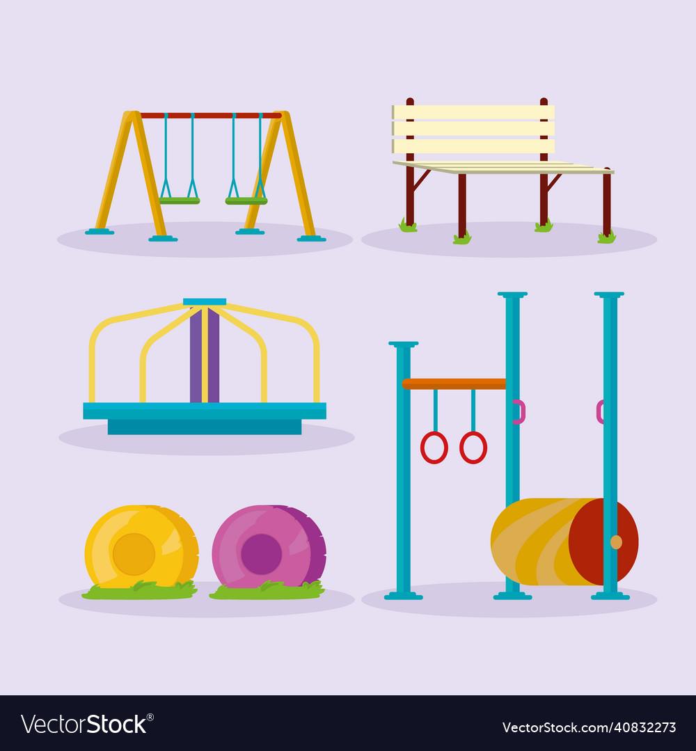 Five playground items Royalty Free Vector Image