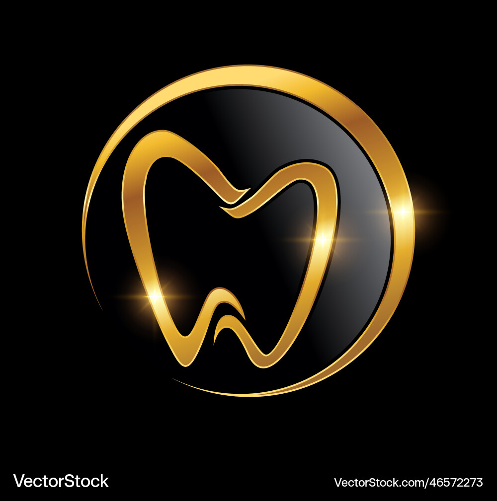Golden dental logo icon Royalty Free Vector Image