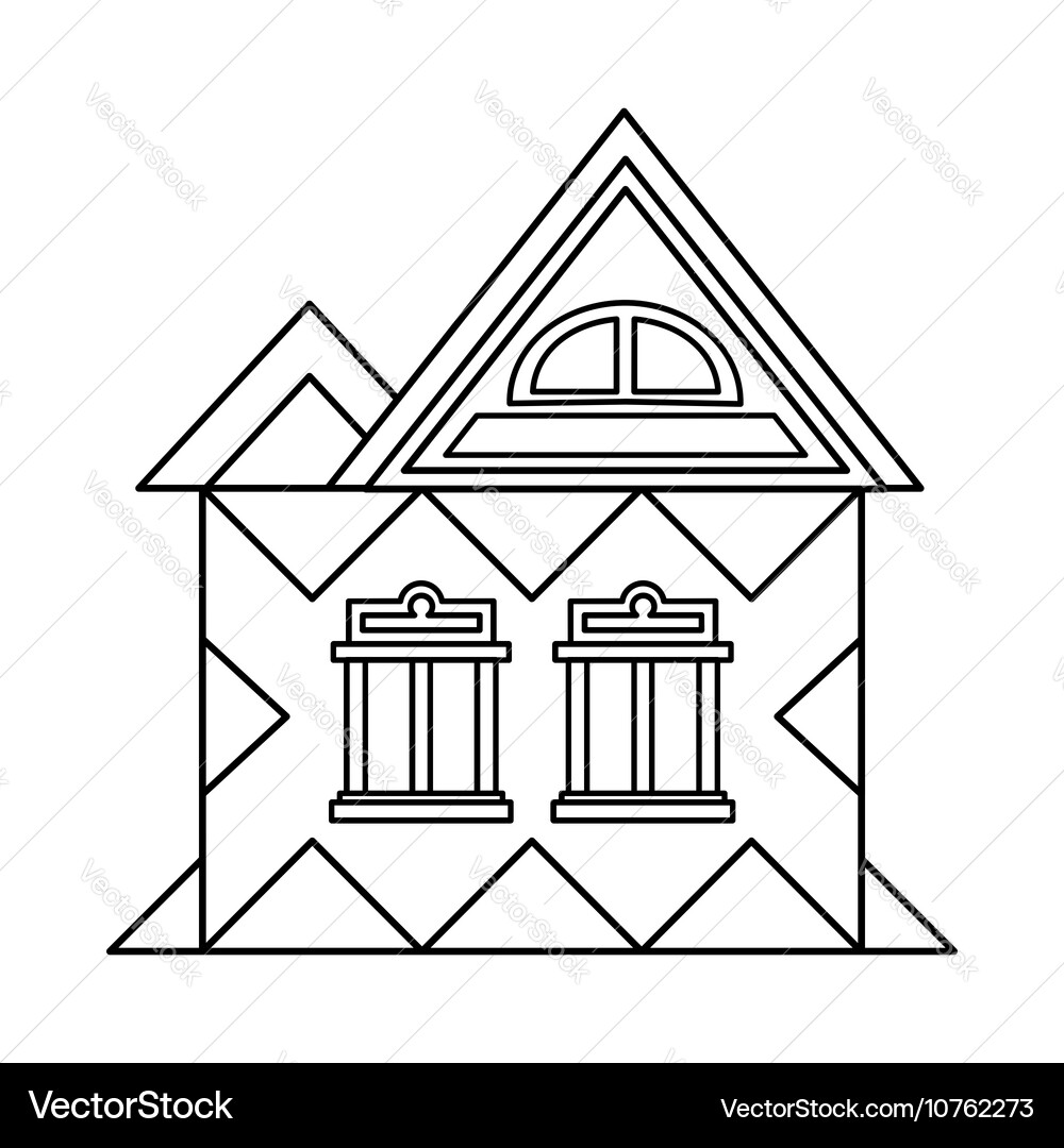 House with attic icon outline style Royalty Free Vector