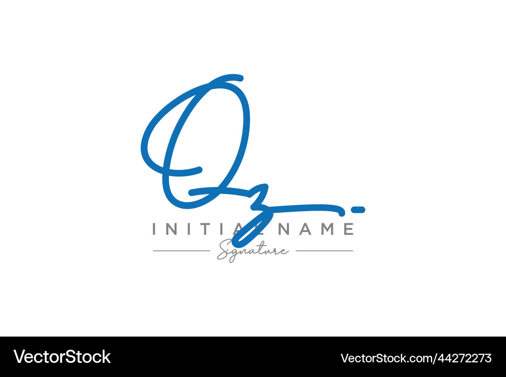 Initial qz signature logo template hand drawn Vector Image