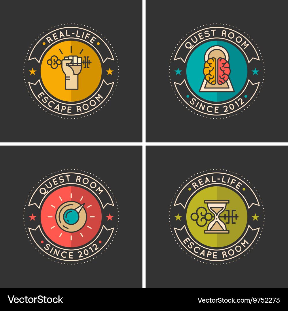 Logo for the quest and room escape Royalty Free Vector Image