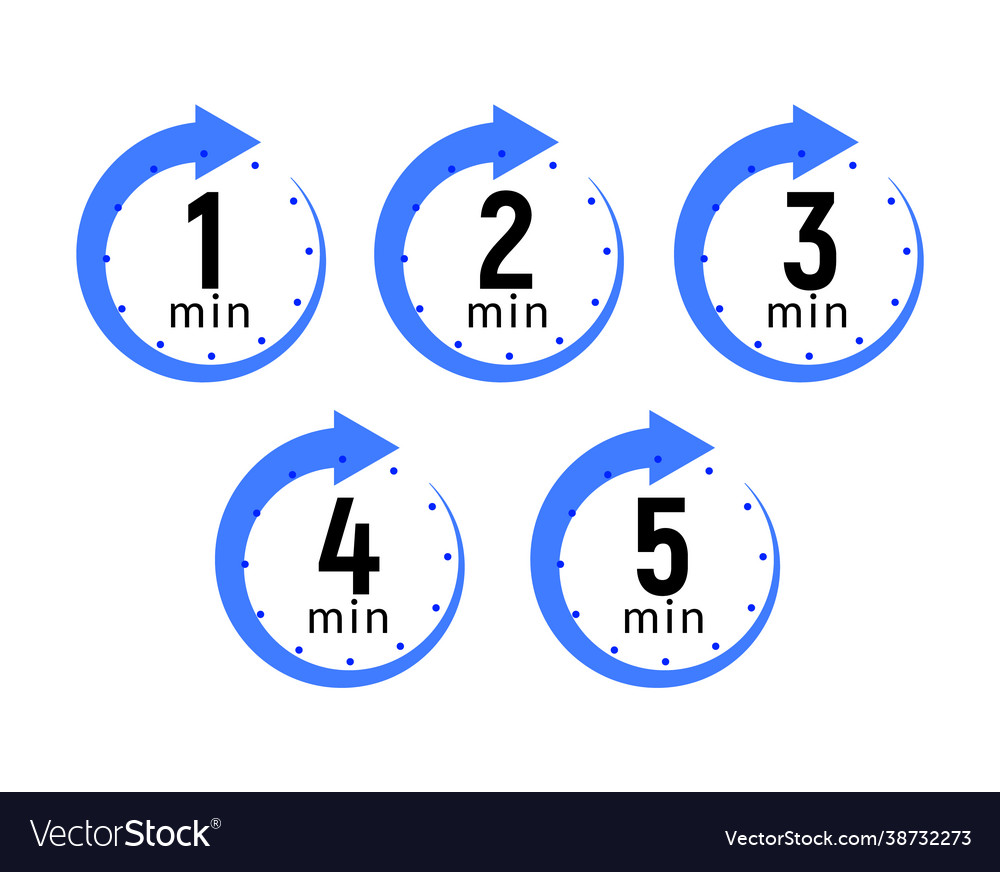Minutes clock quick number icon 1-5 min time Vector Image Minutes clock quick number icon 1-5 min time Vector Image