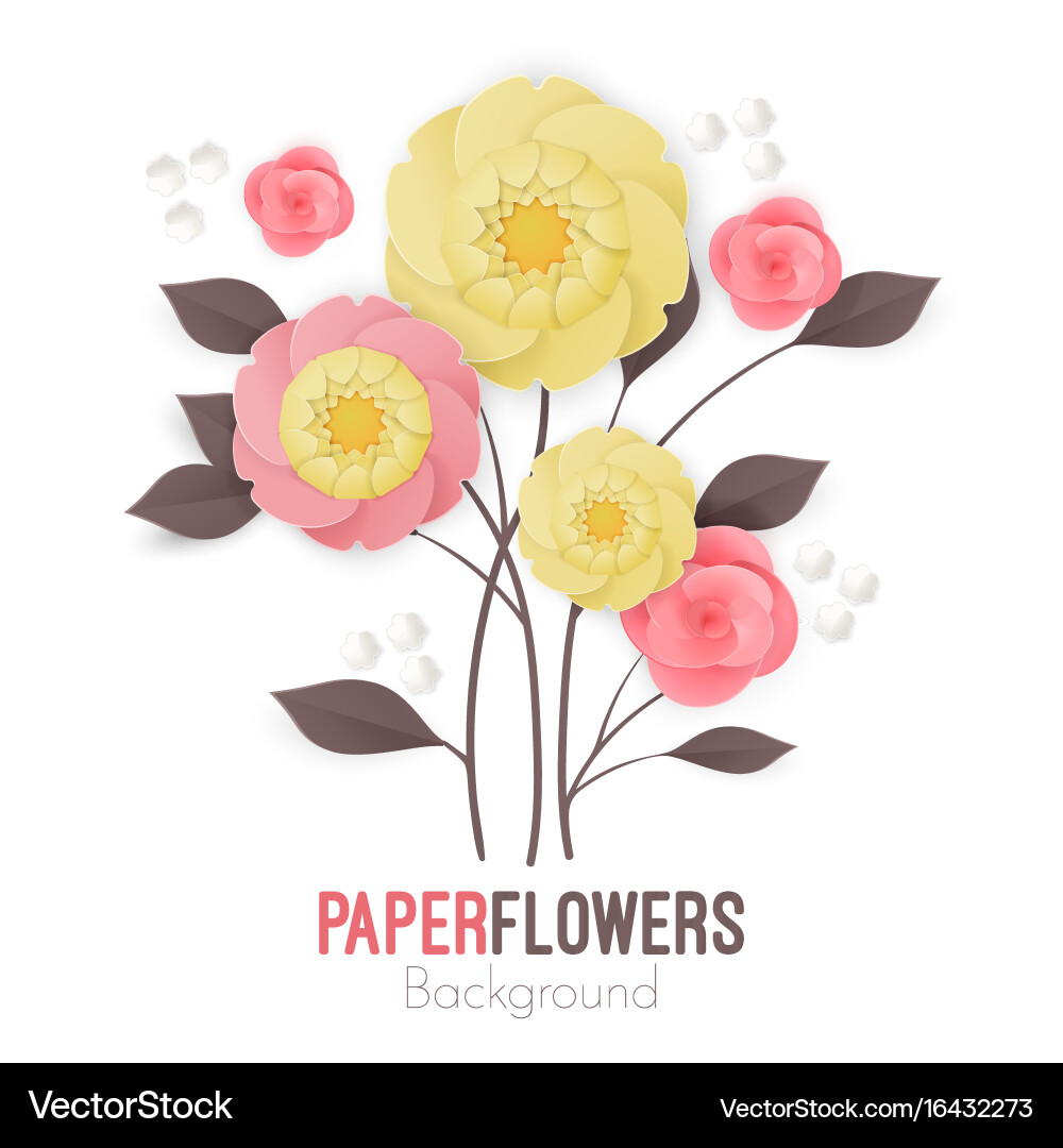 Paper flowers background with exotic pink Vector Image