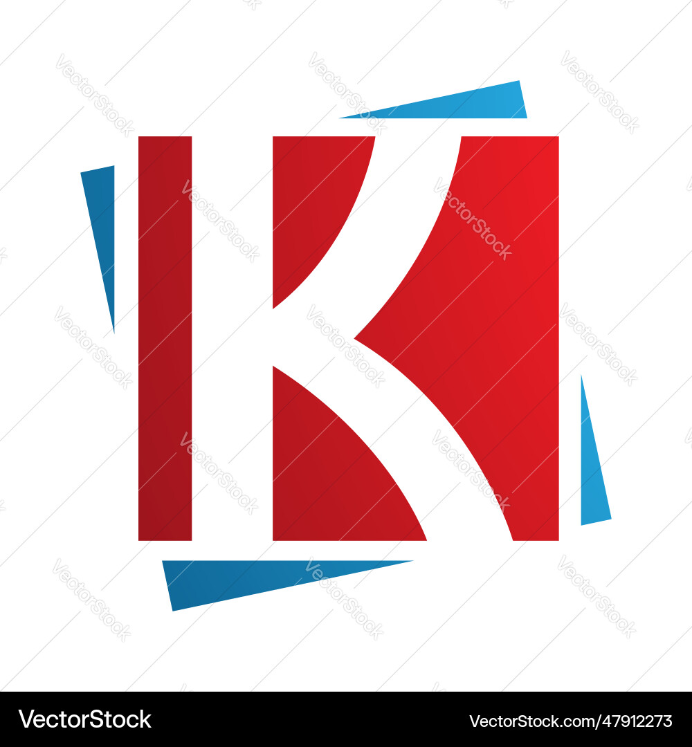 Red and blue square letter k icon Royalty Free Vector Image