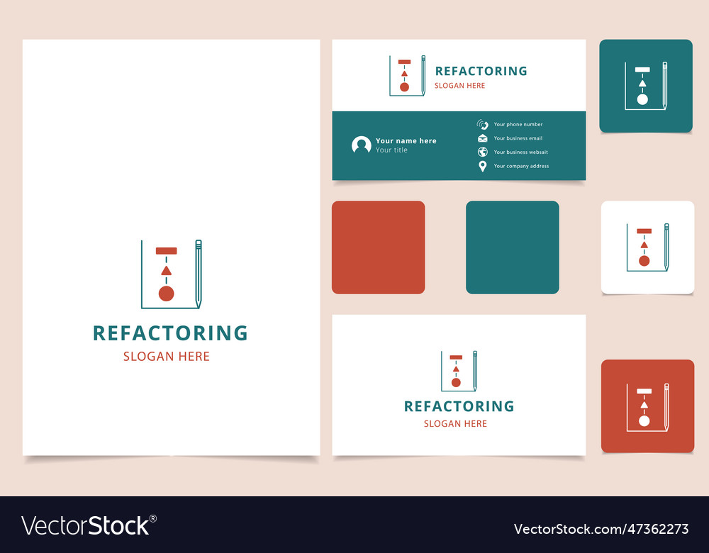 Refactoring logo design with editable slogan Vector Image