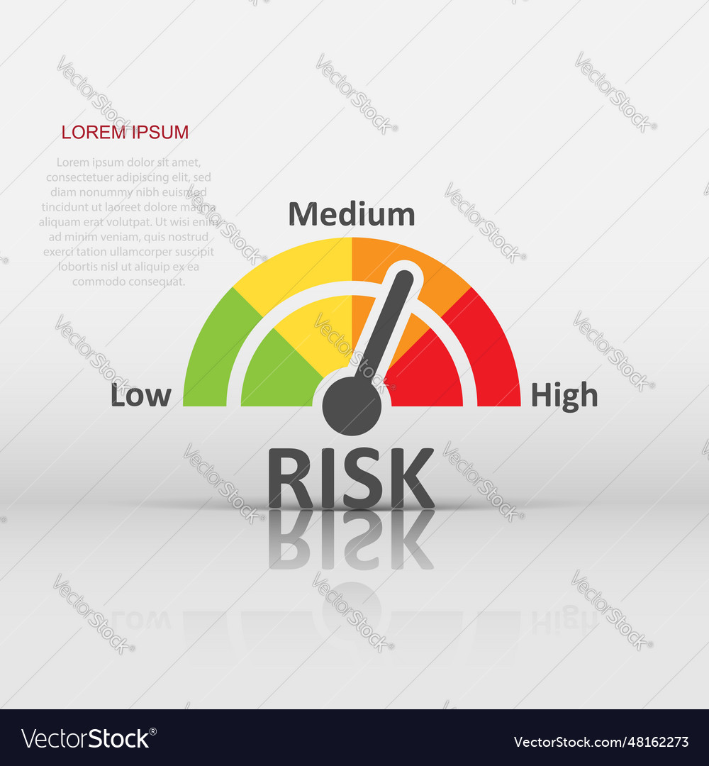 Risk meter icon in flat style rating indicator Vector Image