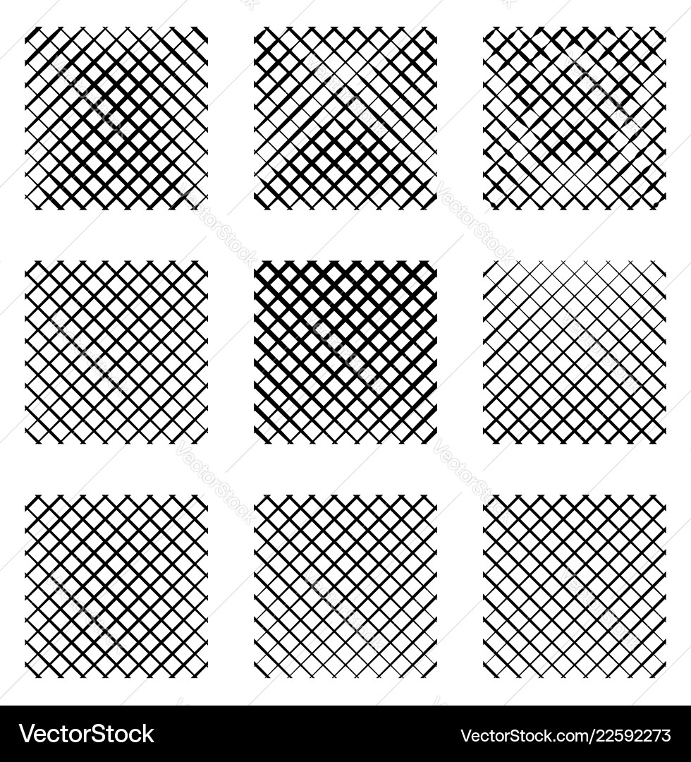 Set of 9 grids meshes monochrome elements Vector Image