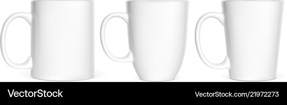 Set of realistic white cups isolated Royalty Free Vector