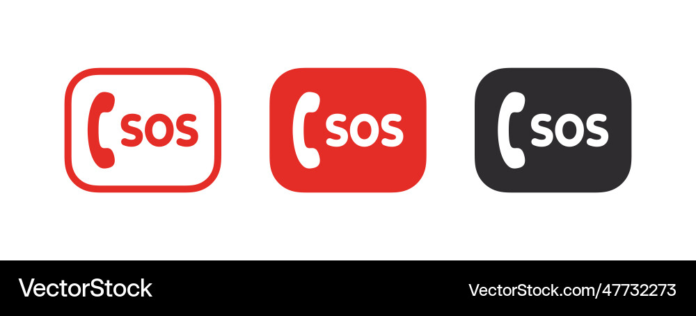 Sos emergency badges sos square signs help Vector Image