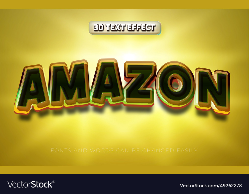 Amazon 3d editable text effect style Royalty Free Vector
