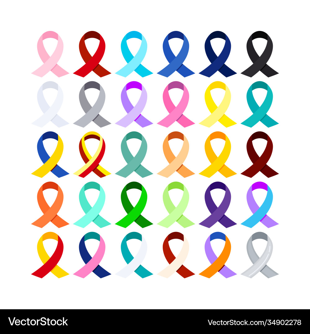 Awareness ribbon icon set isolated on white Vector Image