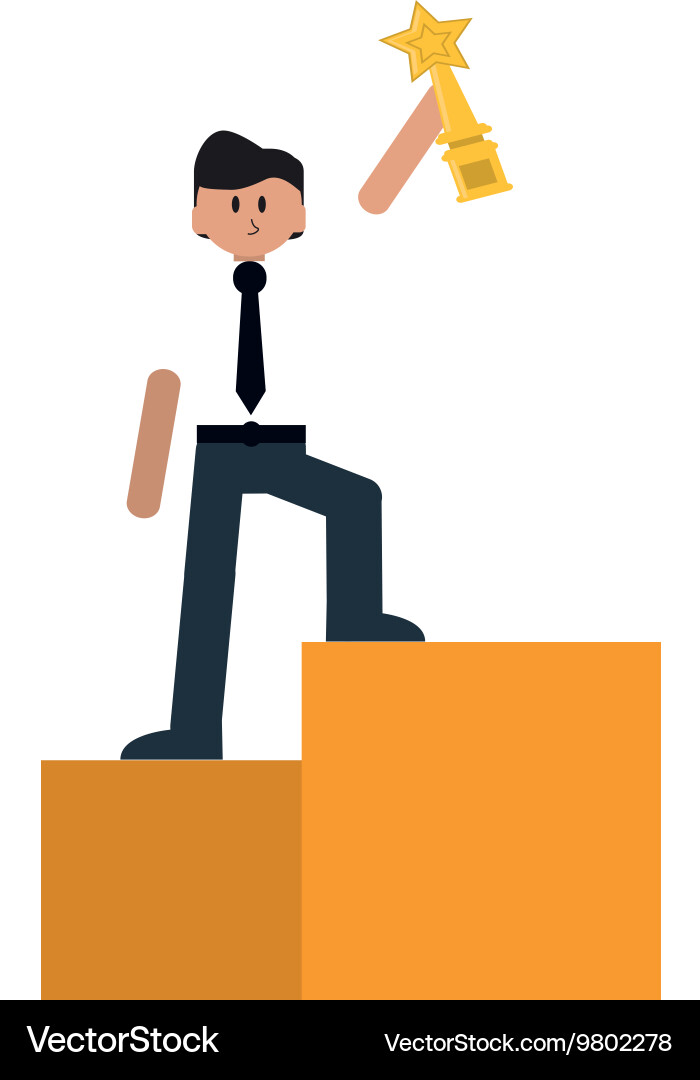 Businessman holding trophy icon Royalty Free Vector Image