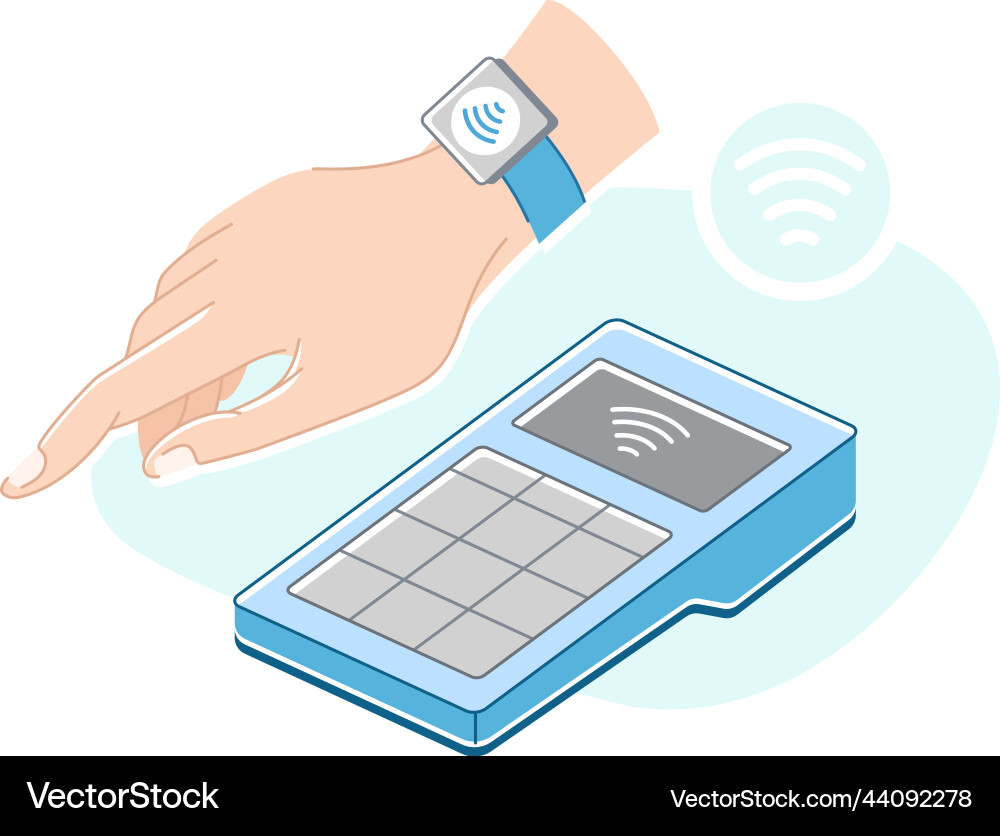 Contactless payment with hand paying wrist Vector Image