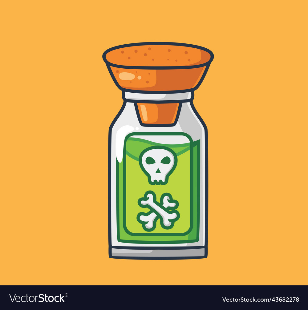 Cute green poison skull in a bottle cartoon Vector Image