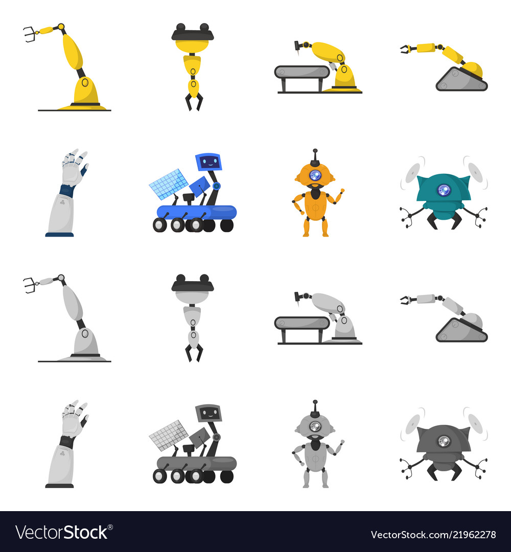 Design Of Robot And Factory Sign Set Royalty Free Vector