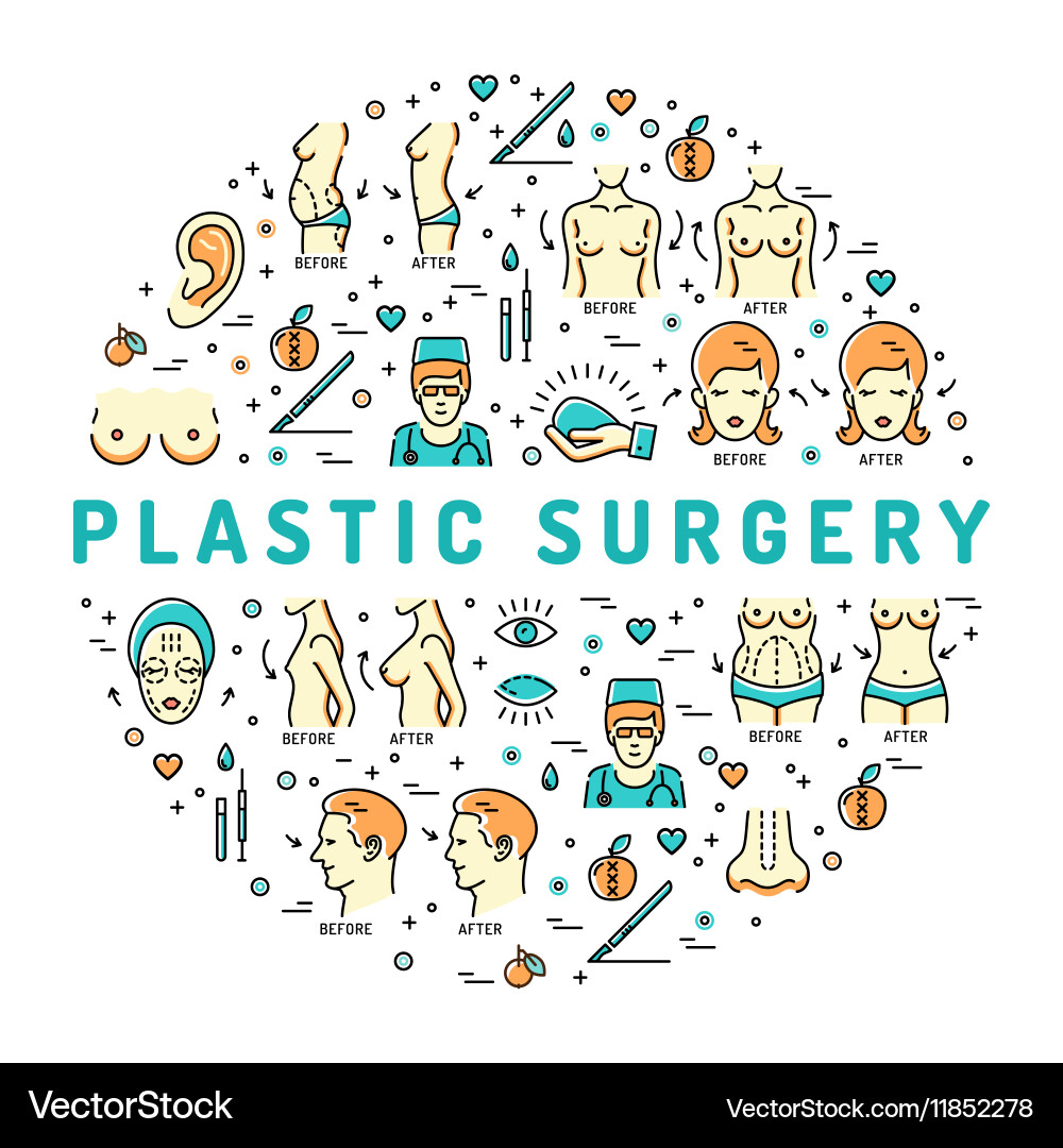 Flat infographics Plastic Surgery Beauty and Vector Image