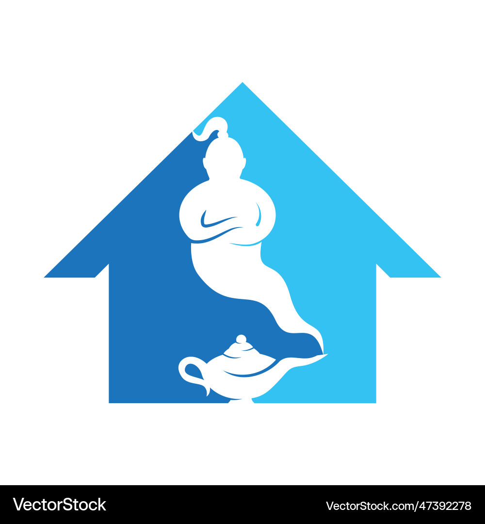 Genie with lamp logo designs Royalty Free Vector Image