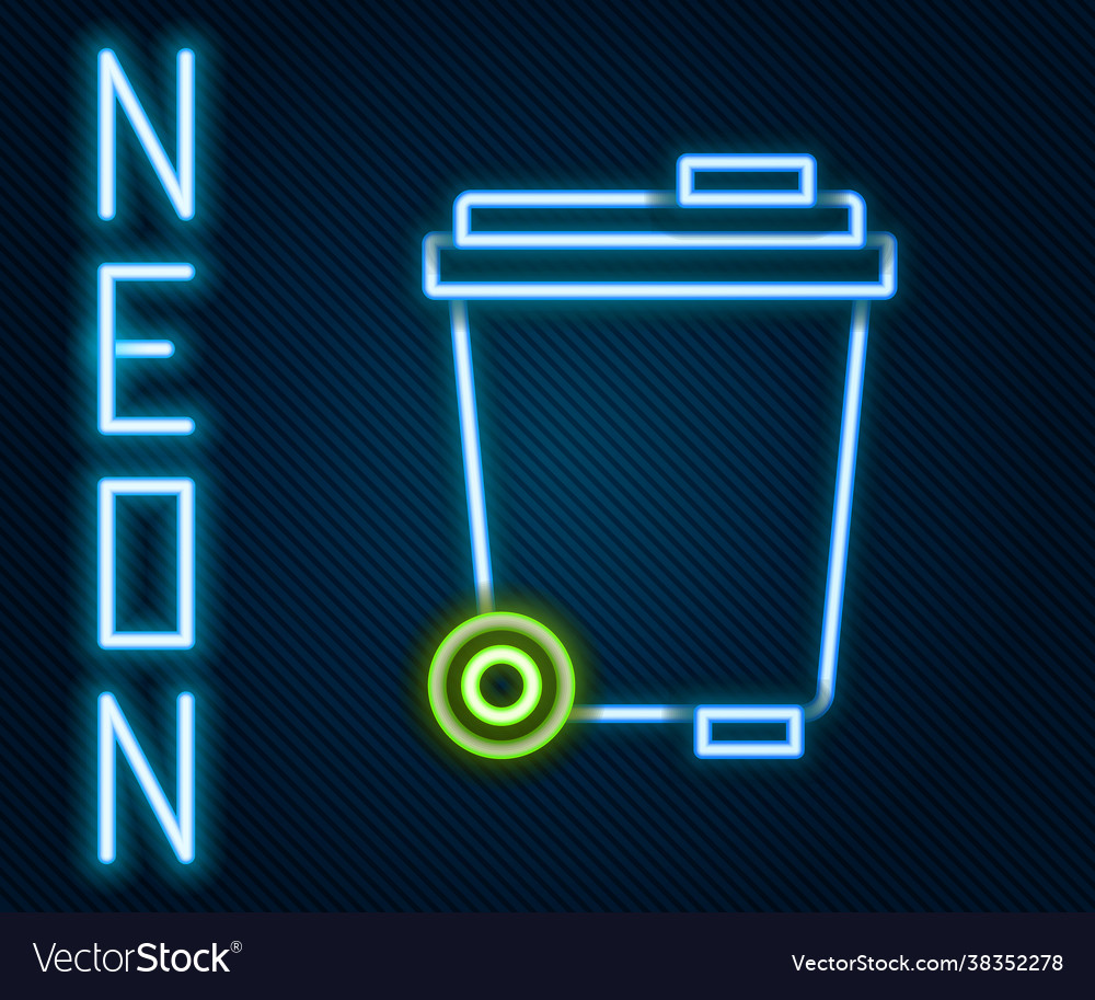Glowing neon line trash can icon isolated on black Glowing neon line trash can icon isolated on black