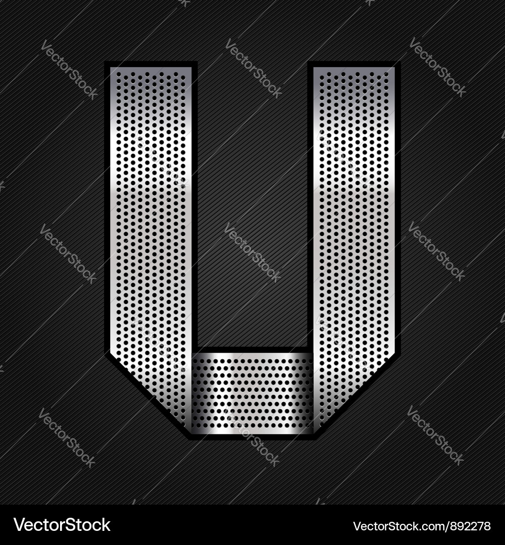 Letter metal chrome ribbon - u Royalty Free Vector Image