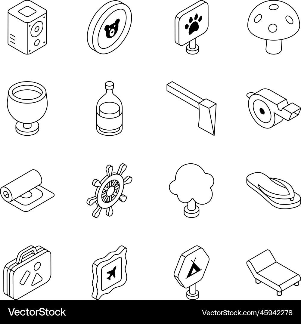 Pack of adventure linear icons Royalty Free Vector Image