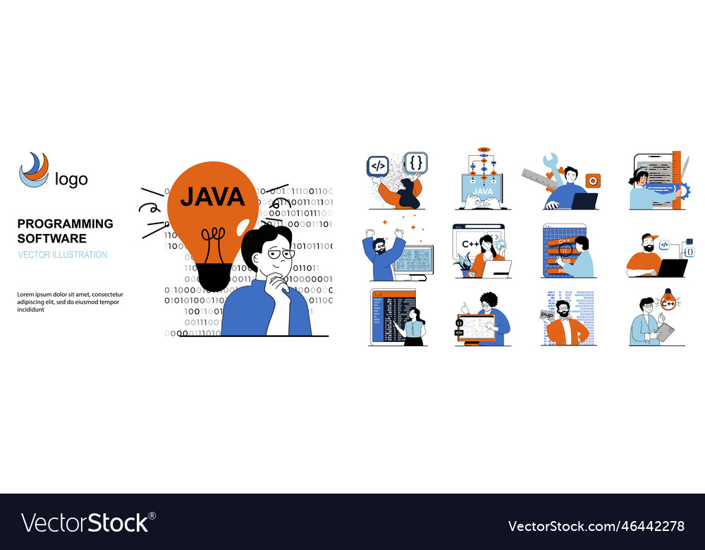 Programming software concept with character Vector Image Programming software concept with character Vector Image