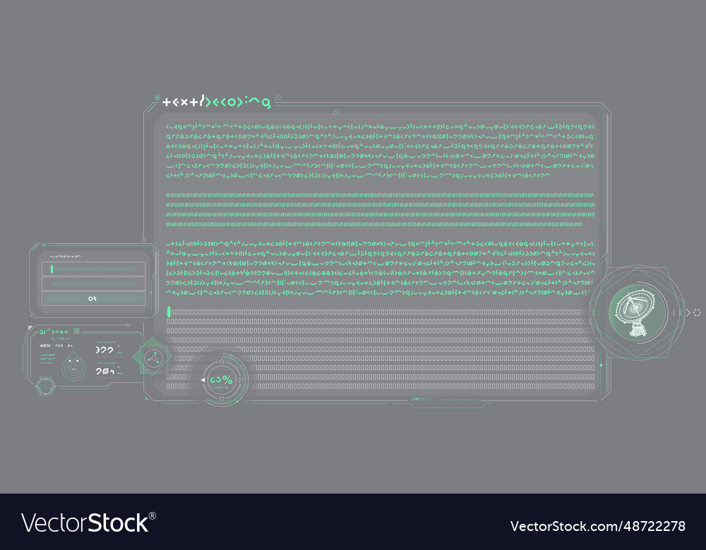 Sci-fi interface of data decoding program Vector Image