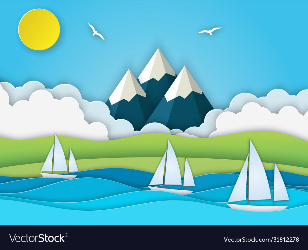 Sea landscape with beach Royalty Free Vector Image