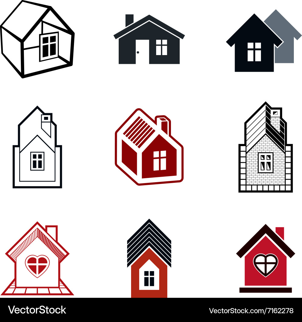Simple cottages collection real estate Royalty Free Vector