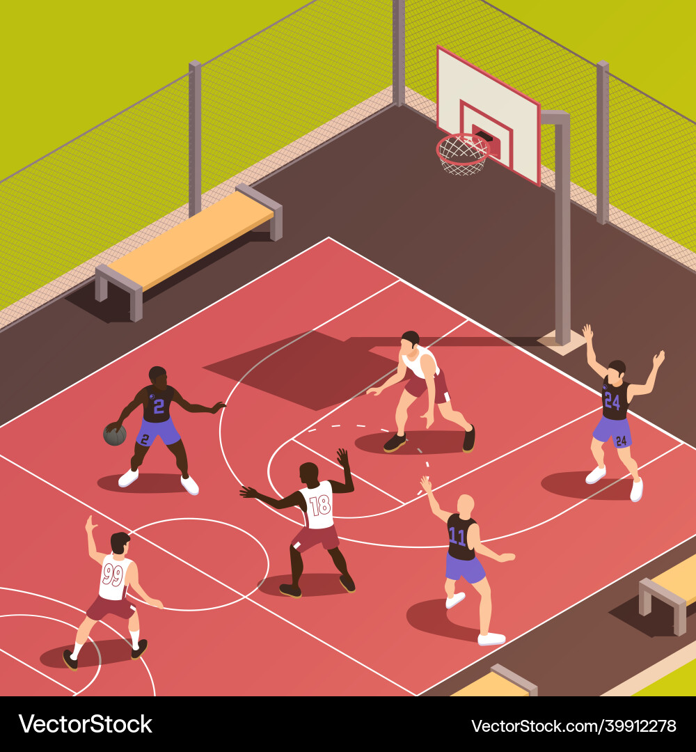Street basketball isometric composition Royalty Free Vector