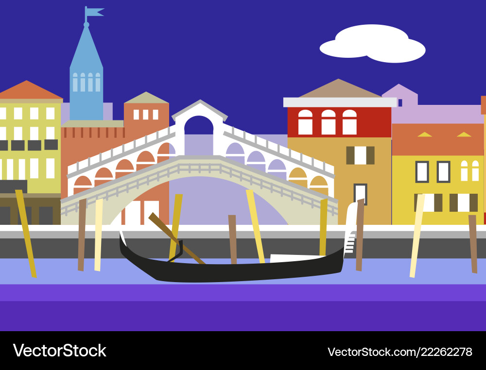 Venice city colorful flat style Royalty Free Vector Image