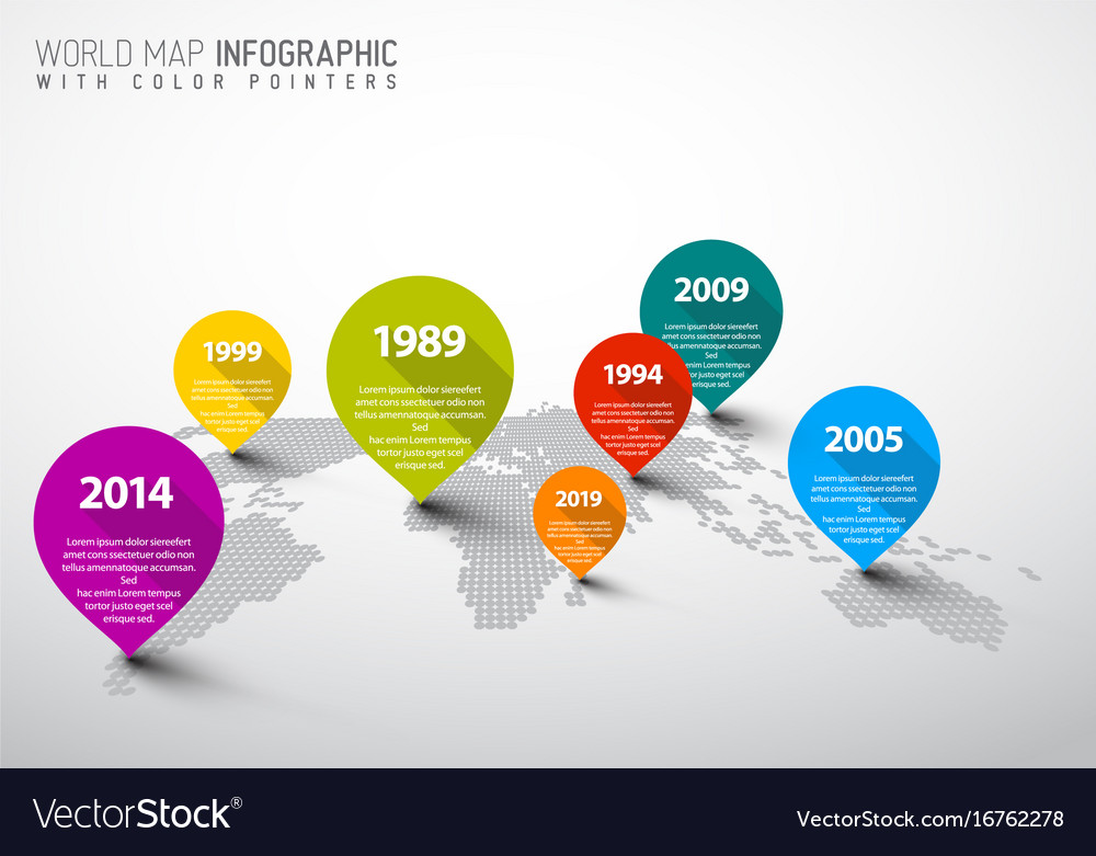 World Map With Pointer Marks Royalty Free Vector Image