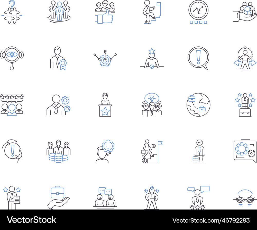 Business direction line icons collection strategy Vector Image