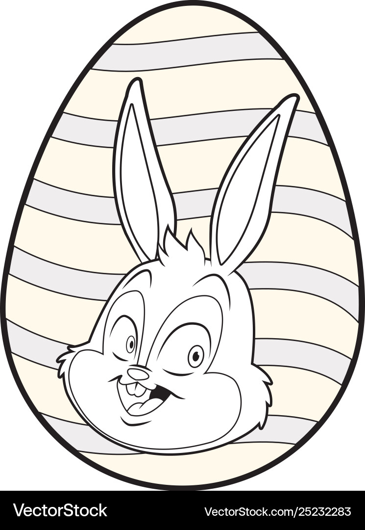 Colorful easter egg bunny portrait black and white