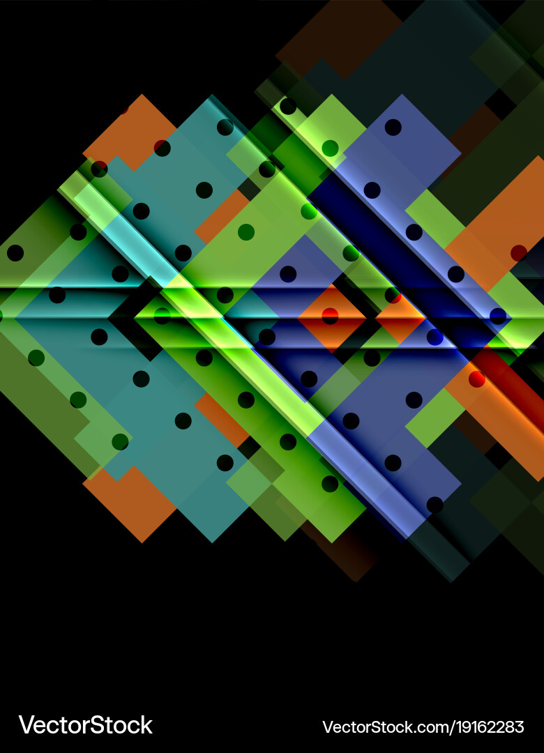 Colorful triangles and arrows on dark background Vector Image