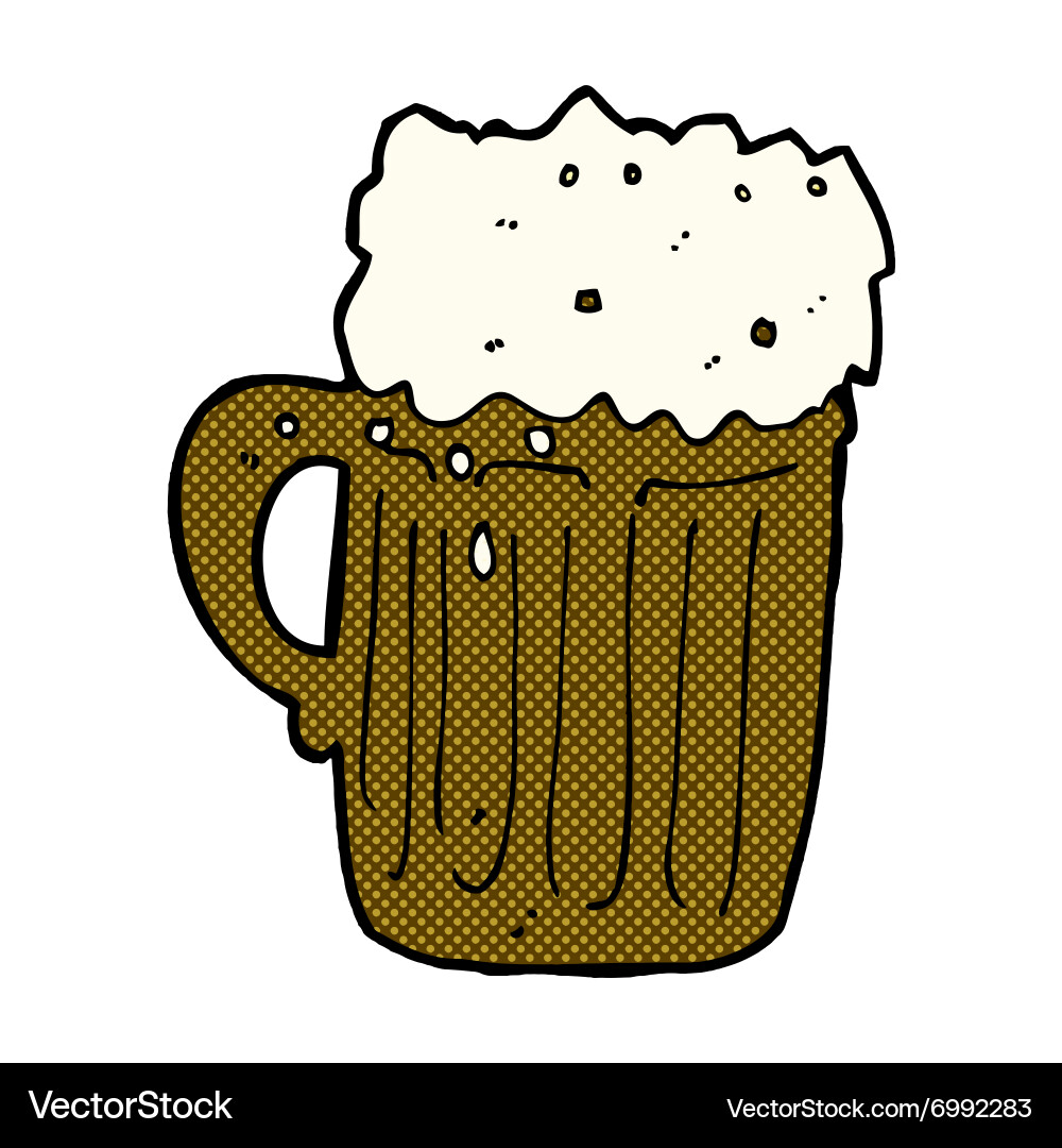 Comic cartoon mug of beer Royalty Free Vector Image